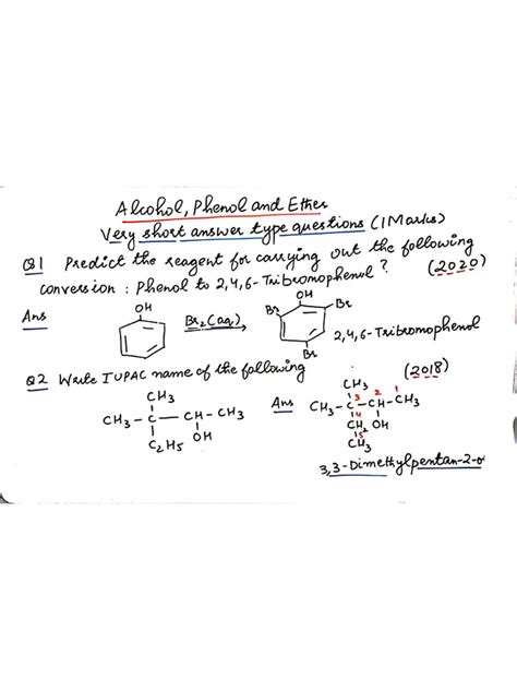 Alcohol Phenol And Ether Pyq Pdf