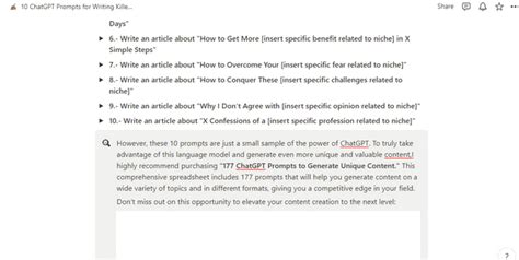 10 Chatgpt Prompts For Writing Killer Content Free Notion Page R
