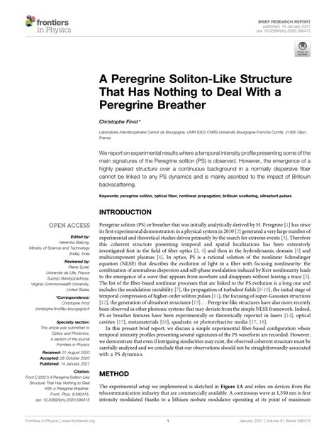 Pdf A Peregrine Soliton Like Structure That Has Nothing To Deal With