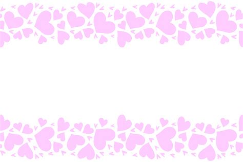 벡터 배경 분홍색 하트의 프레임 로맨스 테마를 사랑해요 수평 상단과 하단 테두리 테두리 생일 장식 발렌타인 데이 인사말 카드