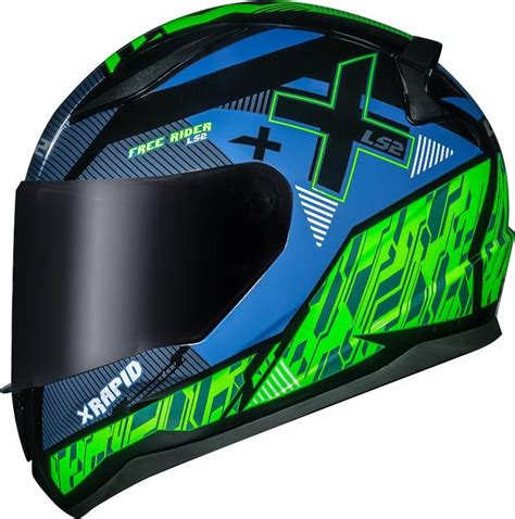 Capacete LS Rapid FF Xtreet Preto Verde Motors Race Capacetes Jaquetas Para Moto E