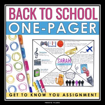 Back To School One Pager First Week Get To Know You Activity By