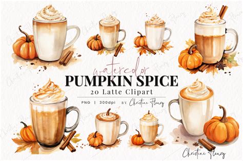 Watercolor Pumpkin Spice Latte Clipart By Christine Fleury Thehungryjpeg