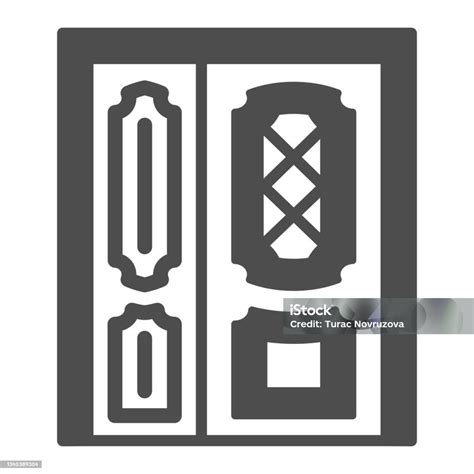 프론트 도어 솔리드 아이콘 인테리어 디자인 컨셉 흰색 배경의 정문 벡터 사인 모바일 컨셉 및 웹 디자인을 위한 글리프 스타일 아이콘 벡터 그래픽 10에 대한 스톡 벡터 아트