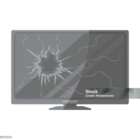 흰색 배경에 고립 된 흑백 스타일에 깨진된 텔레비전 아이콘 쓰레기와 쓰레기 주식 벡터 일러스트 레이 션 심볼 골절에 대한 스톡 벡터 아트 및 기타 이미지 Istock