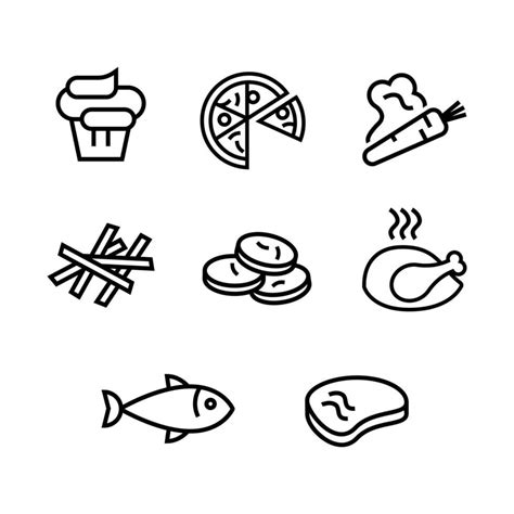 Food Icon Set Simple Line Style 36586063 Vector Art At Vecteezy