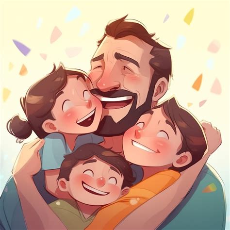 Increíble ilustración de padre que hace feliz a su familia y padre que