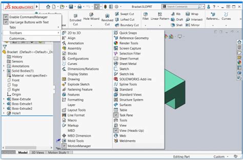 Solidworks 2020 Command Manager And Toolbar Controls