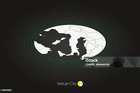 어두운 색상의 바티칸 시국지도 이웃 국가와 타원형지도 0명에 대한 스톡 벡터 아트 및 기타 이미지 0명 국제 관광명소 기 Istock
