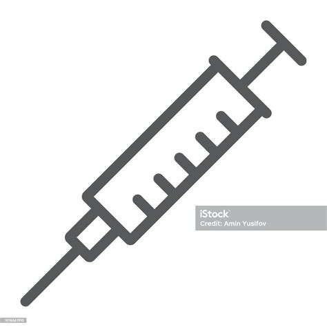 注射器注射線圖示 醫療和醫院 針標 向量圖形 一個線性模式在白色背景 Eps 10向量圖形及更多10號圖片 10號 互聯網 健保和醫療