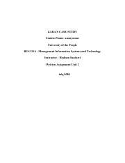 Written Assignment Unit 2 Pdf ZARA S CASE STUDY Student Name
