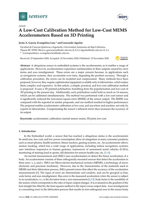 pdf a low cost calibration method for low cost mems accelerometers based on 3d printing