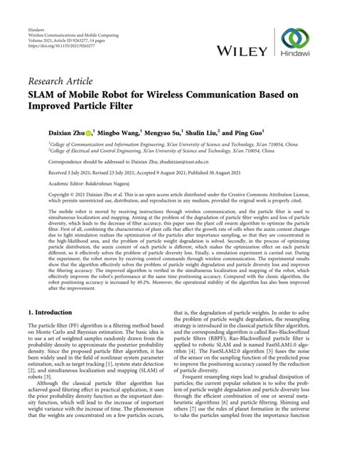 Pdf Slam Of Mobile Robot For Wireless Communication Based On Improved