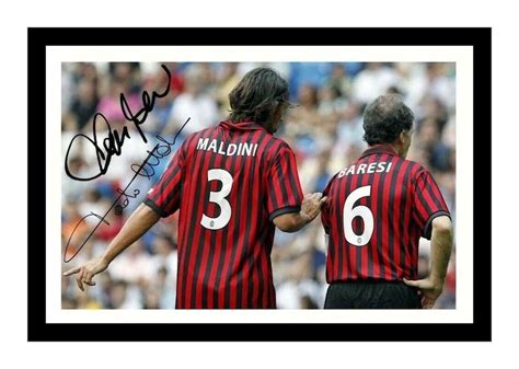 Paolo Maldini And Franco Baresi Ac Milan Autographed Signed And Framed
