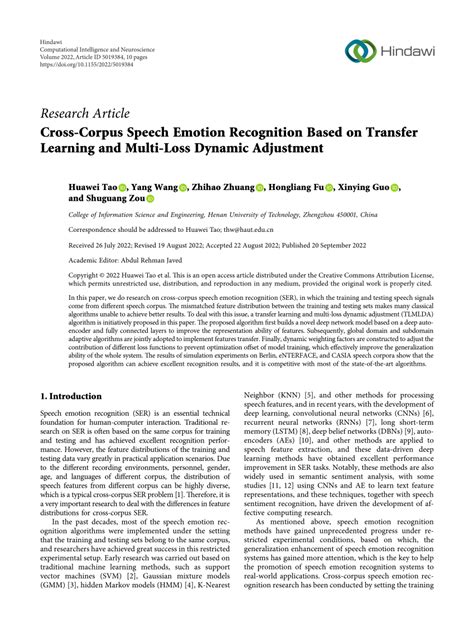 pdf cross corpus speech emotion recognition based on transfer learning and multi loss dynamic