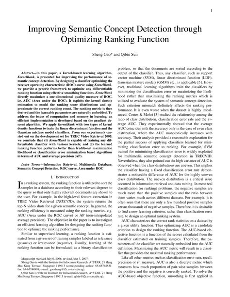 Pdf Improving Semantic Concept Detection Through Optimizing Ranking