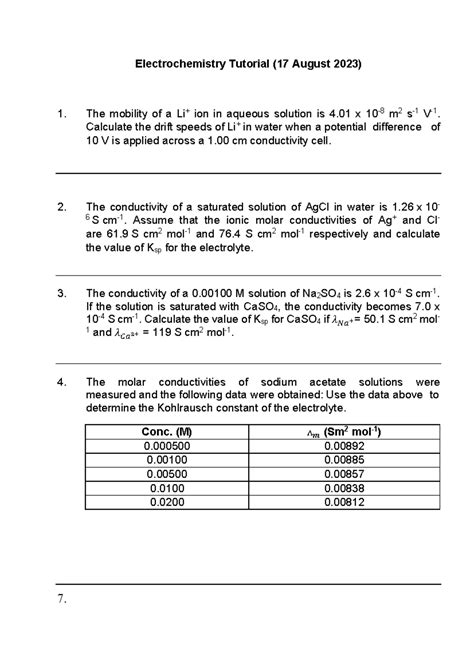 Electrochemistry Tutorial Ion Mobility And Conductivity Calculations