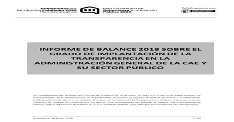 Informe De Balance 2017 Sobre El Grado De ImplantaciÓn De La