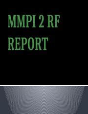 MMPI 2 RF PRESENTATION EM Pptx MMPI 2 RF REPORT TABLE OF CONTENTS CASE DESCRIPTION PATIENT