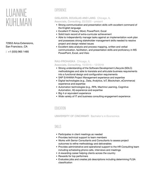 Associate Consulting Resume Samples Velvet Jobs