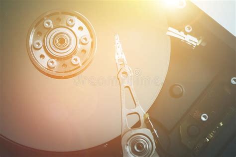 Storage Backup And Cloud Concept Close Up Of Hard Disk Drive Sunlight Stock Image Image Of