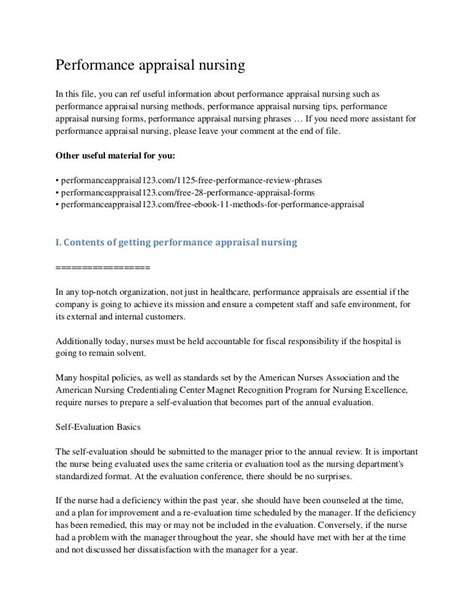 Staff Nurse Performance Appraisal