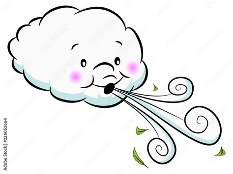 Adorable Cloud Blowing Wind Stock Vector Adobe Stock