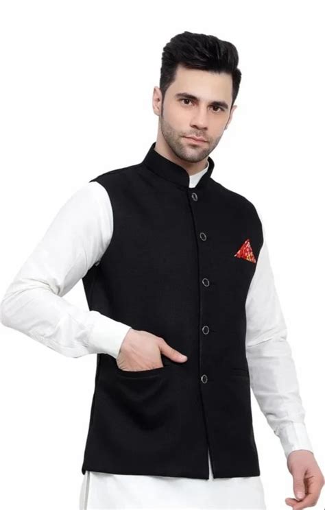 Solid Givon Black Cotton Nehru Jacket At ₹ 325 Piece In New Delhi Id 2851748161148