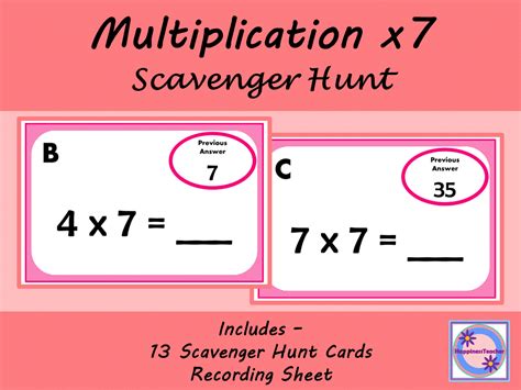 Multiplication X Scavenger Hunt Teaching Resources