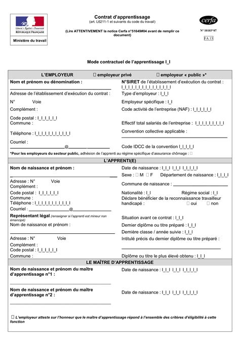Cerfa Contrat Apprentissage 2022 Notice Image To U