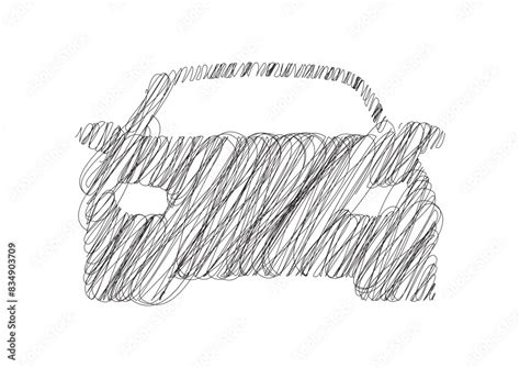 Sketchy Car Drawing With Blue Lines Hand Drawn Line Art Cartoon Vector