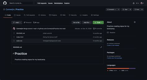 GitHub Connerjm Practice Practice Creating Repos For My Bootcamp