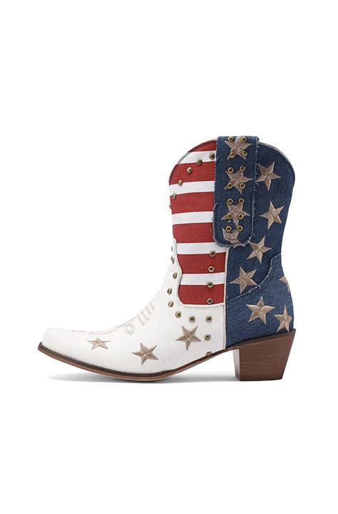 American Flag Western Ankle Boots Parinmi