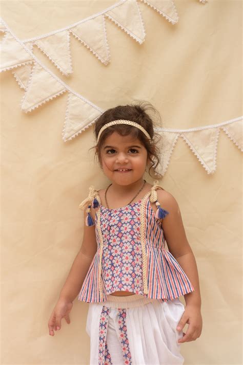 Meera Dhoti Crop Top Set For 1 Years To 14 Years Girls Plumcheeks