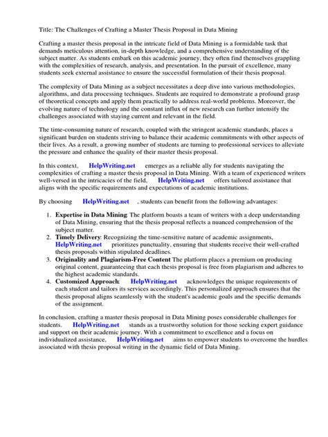 Master Thesis Proposal Data Mining Pdf