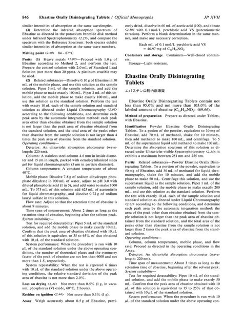 Ebastine Orally Disintegrating Tablets 866 Pdf Pdf Chromatography Solution