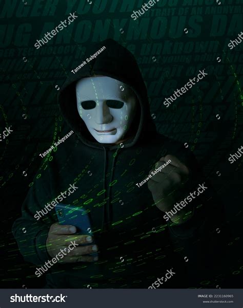 Hacker Wearing White Mask Binary Code Stock Photo Shutterstock
