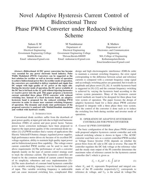 Pdf Novel Adaptive Hysteresis Current Control Of Bidirectional Three