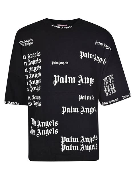 Palm Angels Logo Print T Shirt In Black ModeSens Angels Logo Palm Angels Print