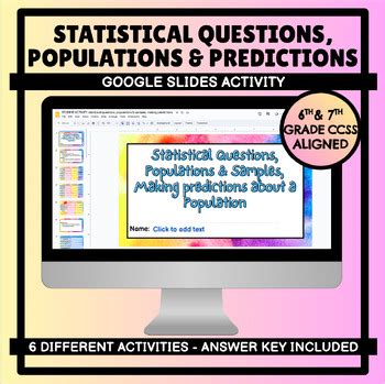 Statistical Questions Populations Predictions Google Slides Activity