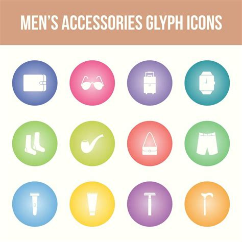 Unique Mens Accessories Vector Glyph Icon Set 23298941 Vector Art At
