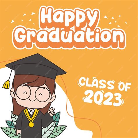 Premium Vector A Poster For A Class Of 2023 With A Girl In A Cap And