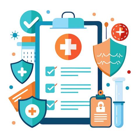 Medical Checklist With Shield Clipboard And Test Tube Premium AI