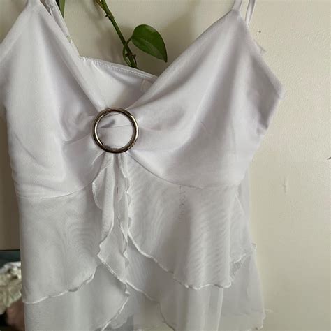 White Mesh Glassons Top Depop