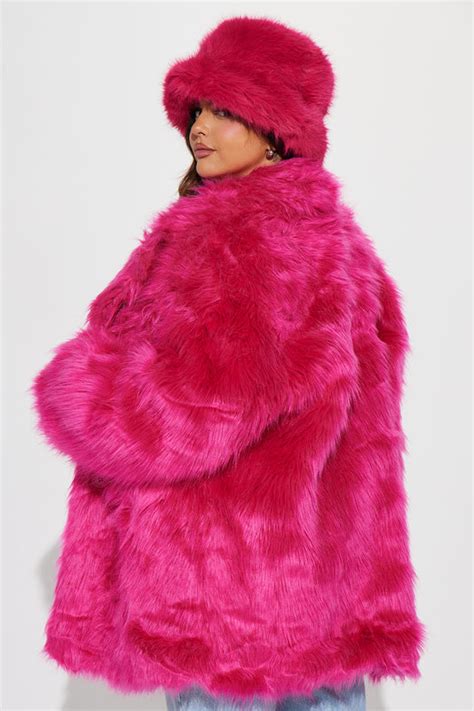 Bring It Back Faux Fur Coat Hot Pink Fashion Nova