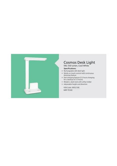 Philips Cosmos 5 Watt Touch Controlled Rechargeable Table Lamp With