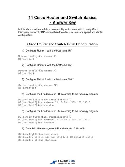 14 Cisco Router And Switch Basics Answer Key Download Free Pdf Router Computing Network