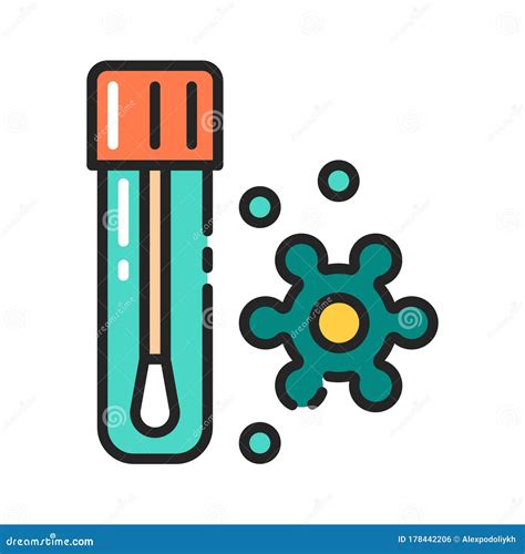 Laboratory Tube With Saliva Test Color Line Icon Check On Disease