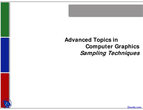 Sampling Techniques Advanced Topics In Computer Graphics Lecture Slides Docsity