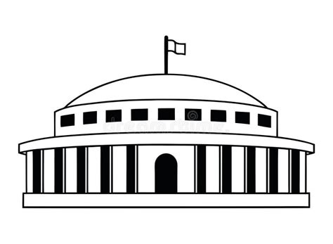 Indian Parliament Flag Dome Icon Structure Architecture Government Monument Vector Stock